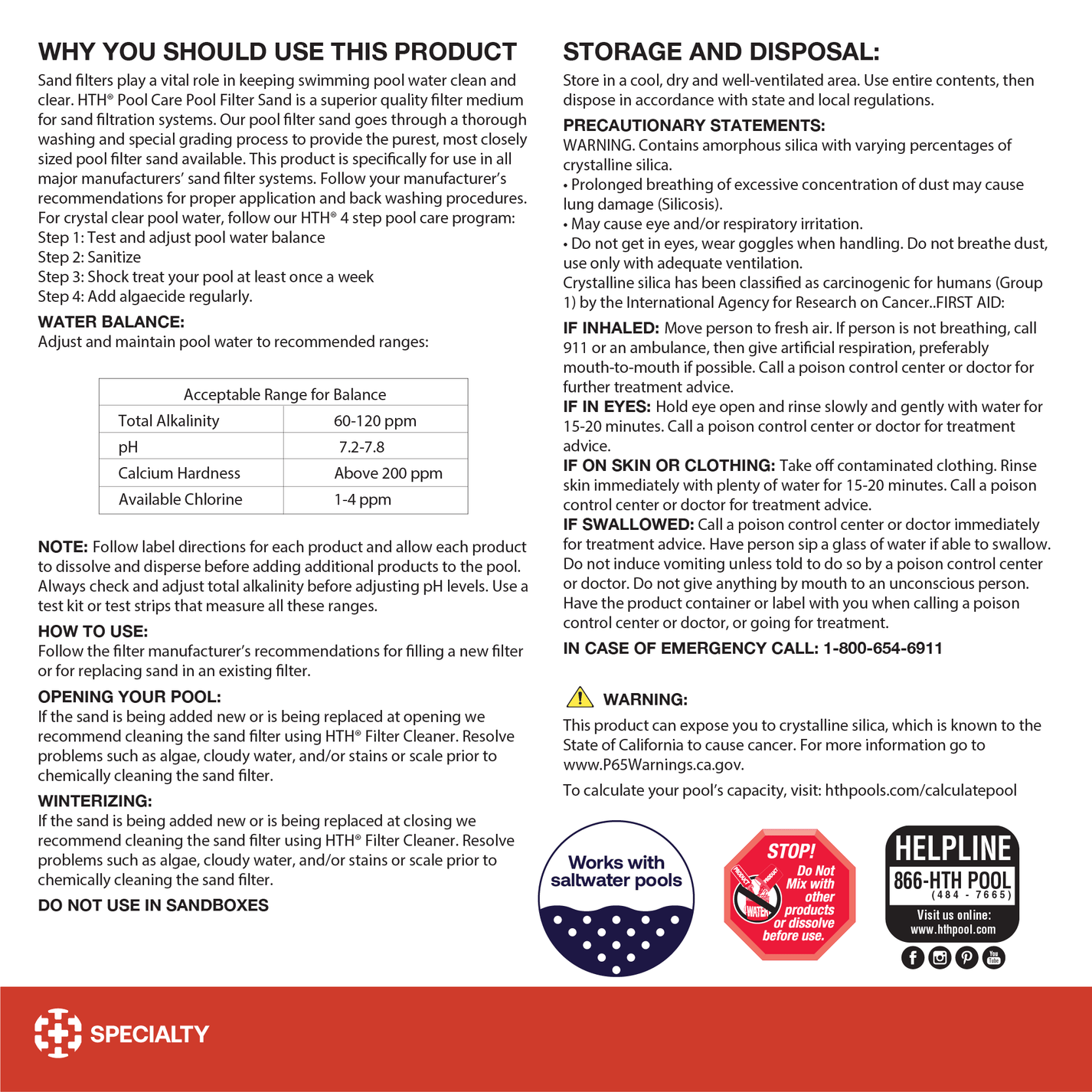 HTH™ Pool Care Pool Filter Sand | HTH Pools