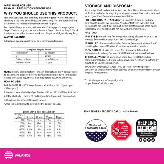 HTH™ Pool Care Alkalinity Up: Pool Alkalinity Increaser | HTH Pools
