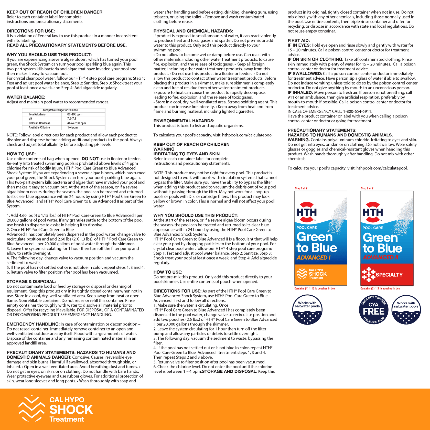 HTH™ Pool Care Green to Blue Advanced: Blue Pool Shock | HTH Pools